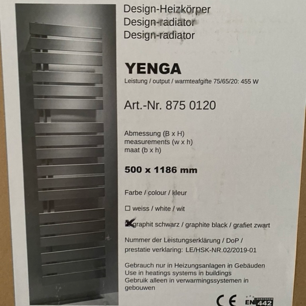 HSK Designheizkörper Yenga 500 x 1200 mm, graphit-schwarz 8750120-173 ...